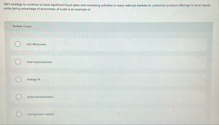 Solved 3M's strategy to continue to have signficant local | Chegg.com