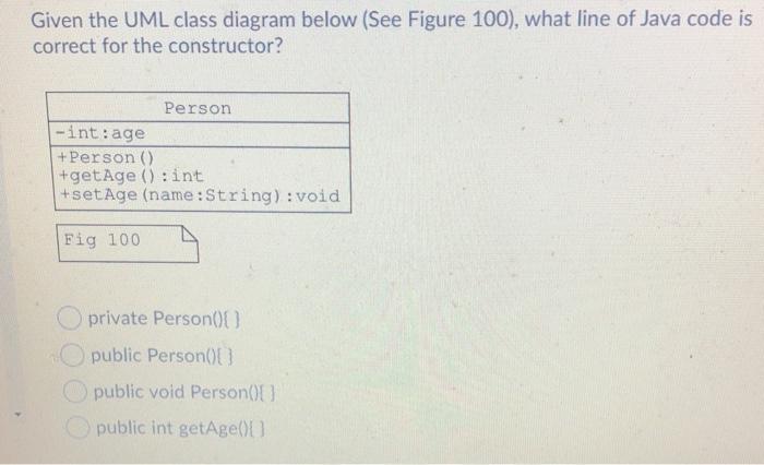 Solved Given the UML class diagram below (See Figure 100), | Chegg.com