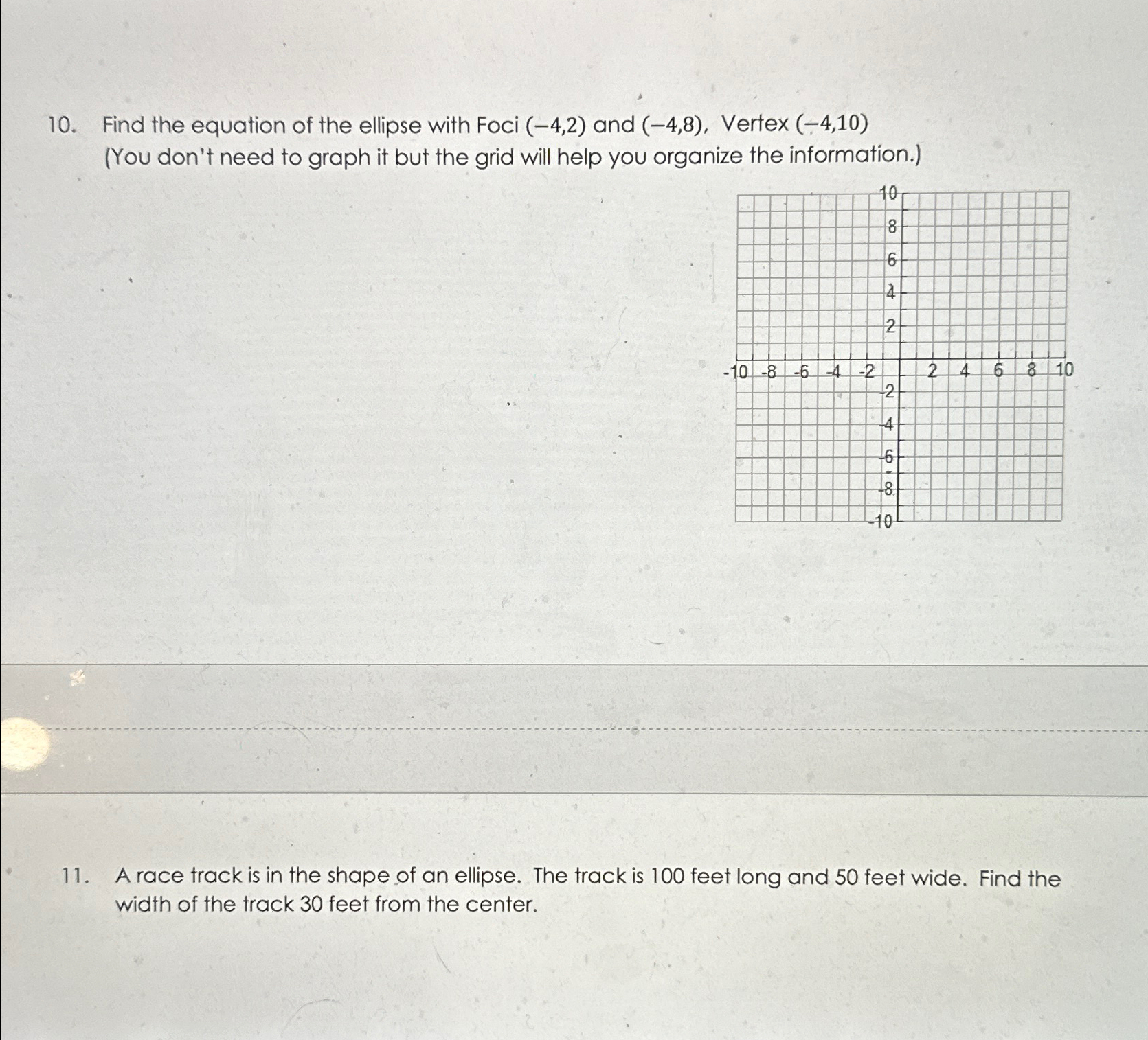 Solved Find the equation of the ellipse with Foci (-4,2) | Chegg.com