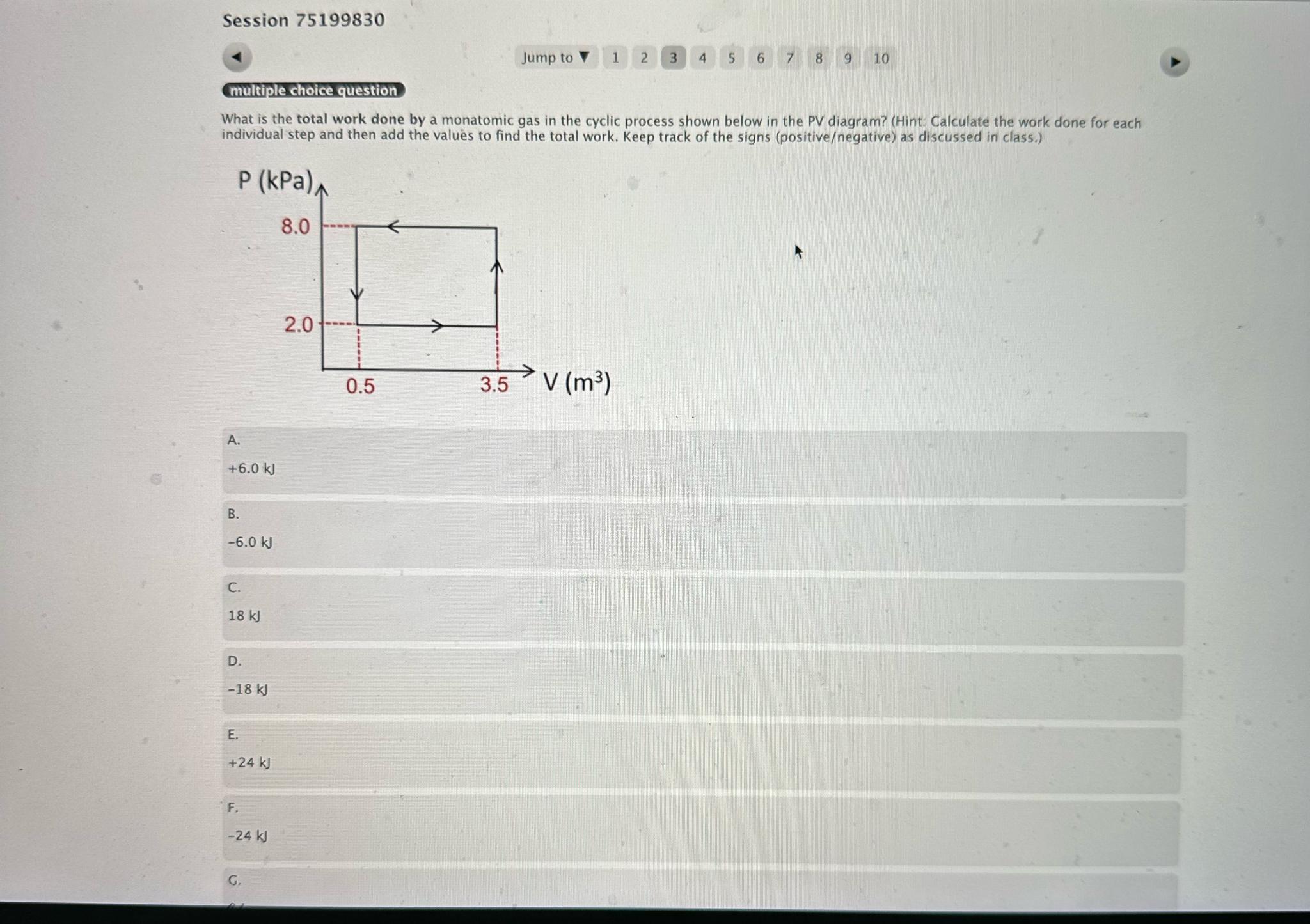 Solved What is the total work done by a monatomic gas in the | Chegg.com