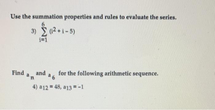 Solved Use the summation properties and rules to evaluate | Chegg.com