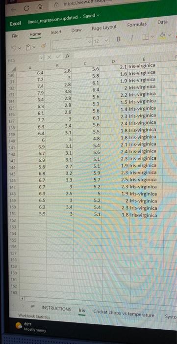 Solved The famous iris dataset (the first sheet of the | Chegg.com