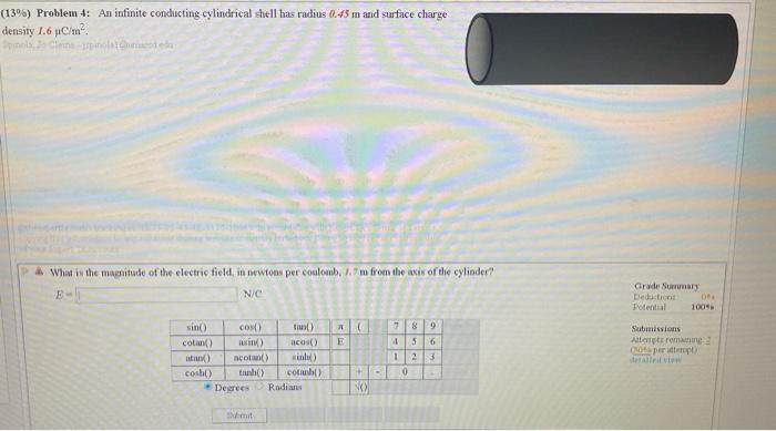 Solved (139) Problem 4: An infinite conducting cylindrical | Chegg.com