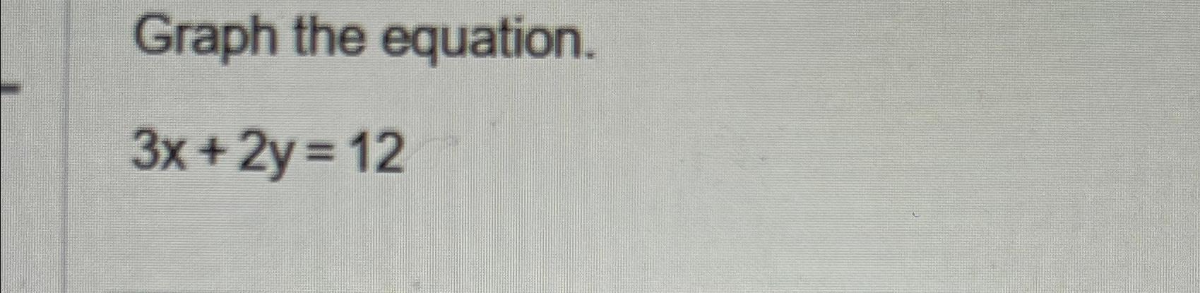 Solved Graph the equation.3x+2y=12 | Chegg.com