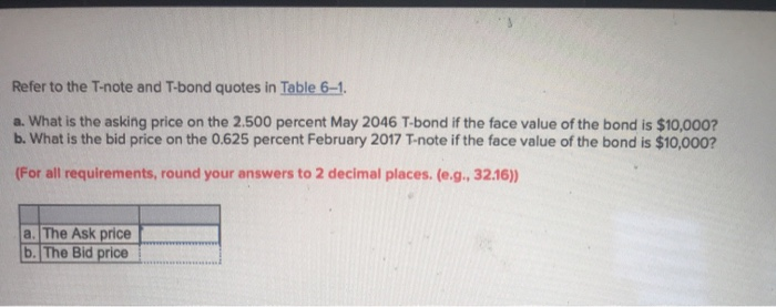 Solved Refer to the T-note and T-bond quotes in Table 6-1. | Chegg.com