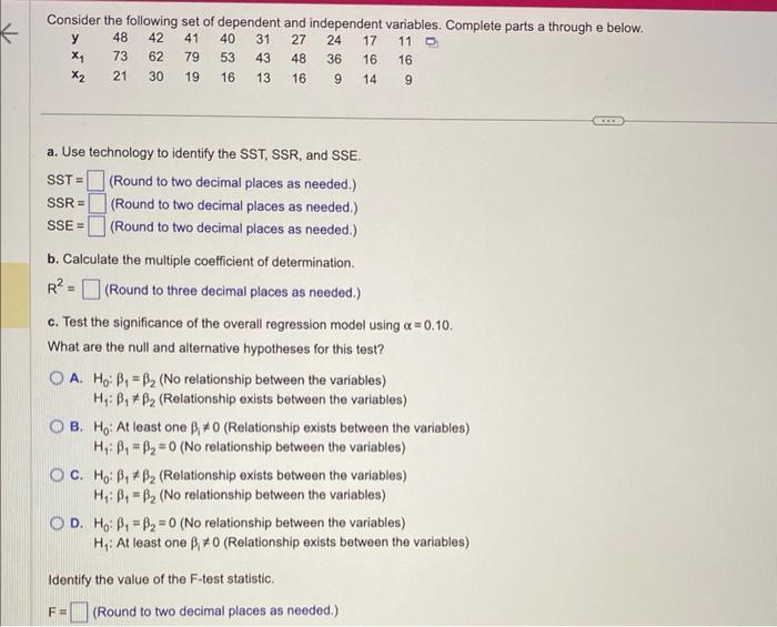 Solved A Use Technology To Identify The Sst Ssr And Sse