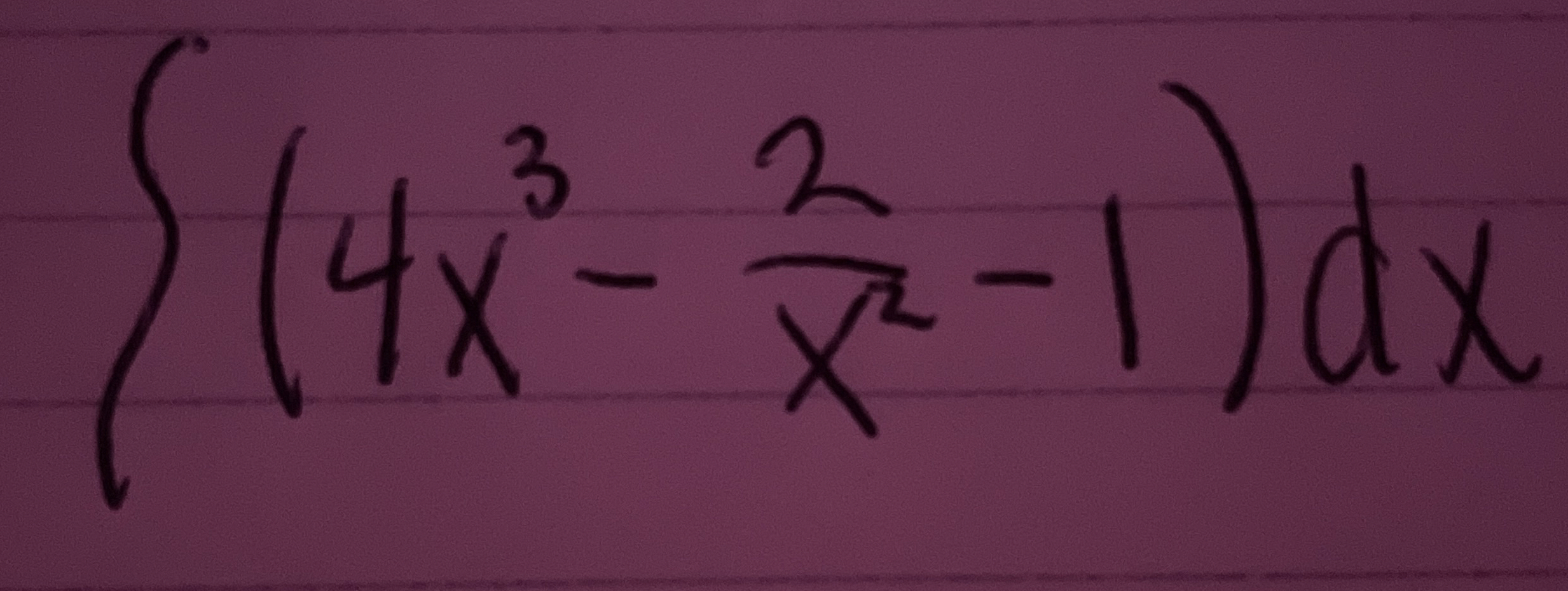 Solved ∫﻿﻿(4x3-2x2-1)dxfind the indefinite integral using | Chegg.com