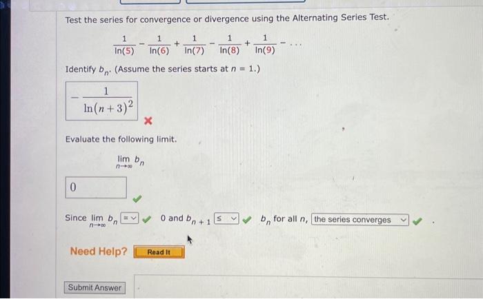 Solved Test the series for convergence or divergence using | Chegg.com