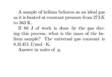 Solved A sample of helium behaves as an ideal gas as it is | Chegg.com