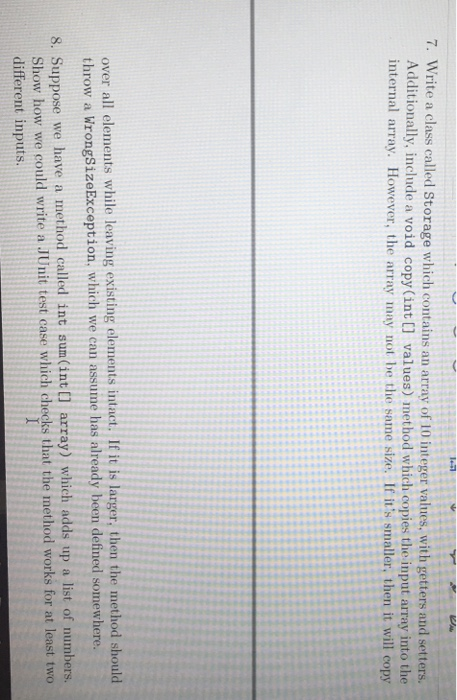 Solved 7. Write a class called Storage which contains an | Chegg.com