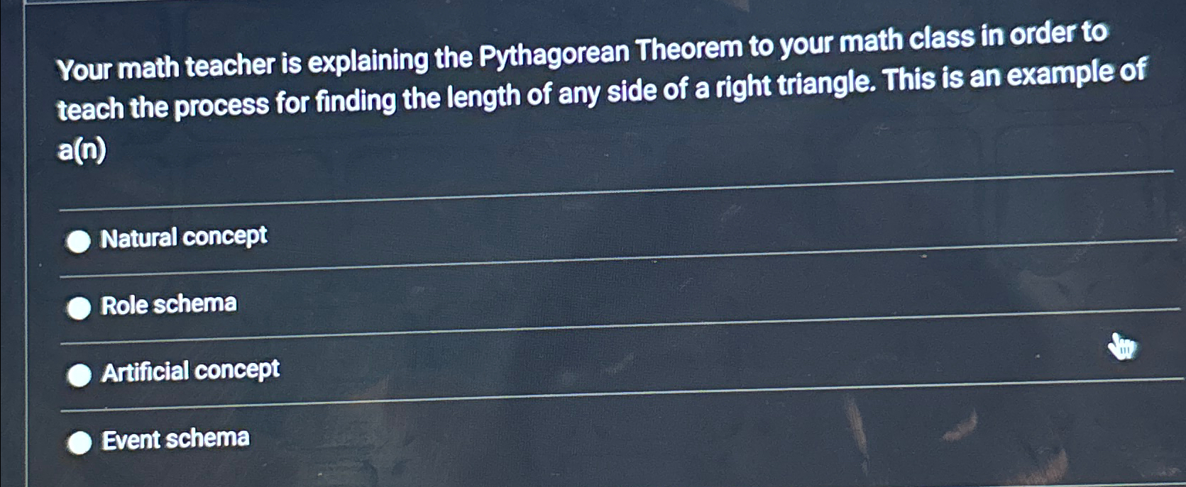 Solved Your math teacher is explaining the Pythagorean | Chegg.com