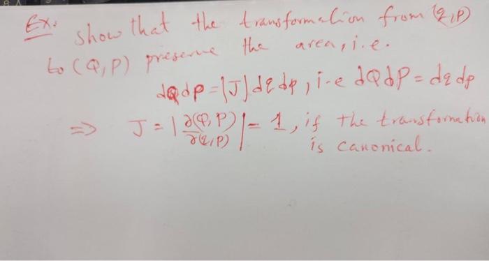 Solved to (Q,P) preserve the show that the transformation | Chegg.com