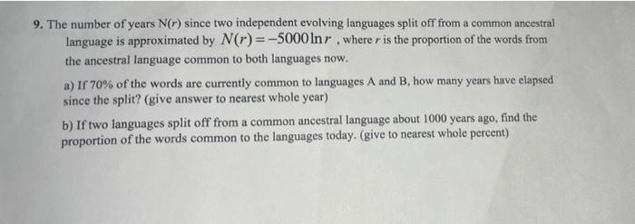 Solved 9. The number of years N) since two independent | Chegg.com