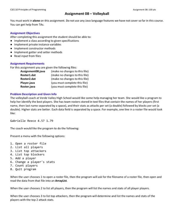 CSE110 Principles of Programming Assignment 100 | Chegg.com