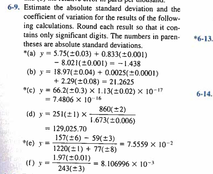 Solved 6-9. ﻿Estimate the absolute standard deviation and | Chegg.com