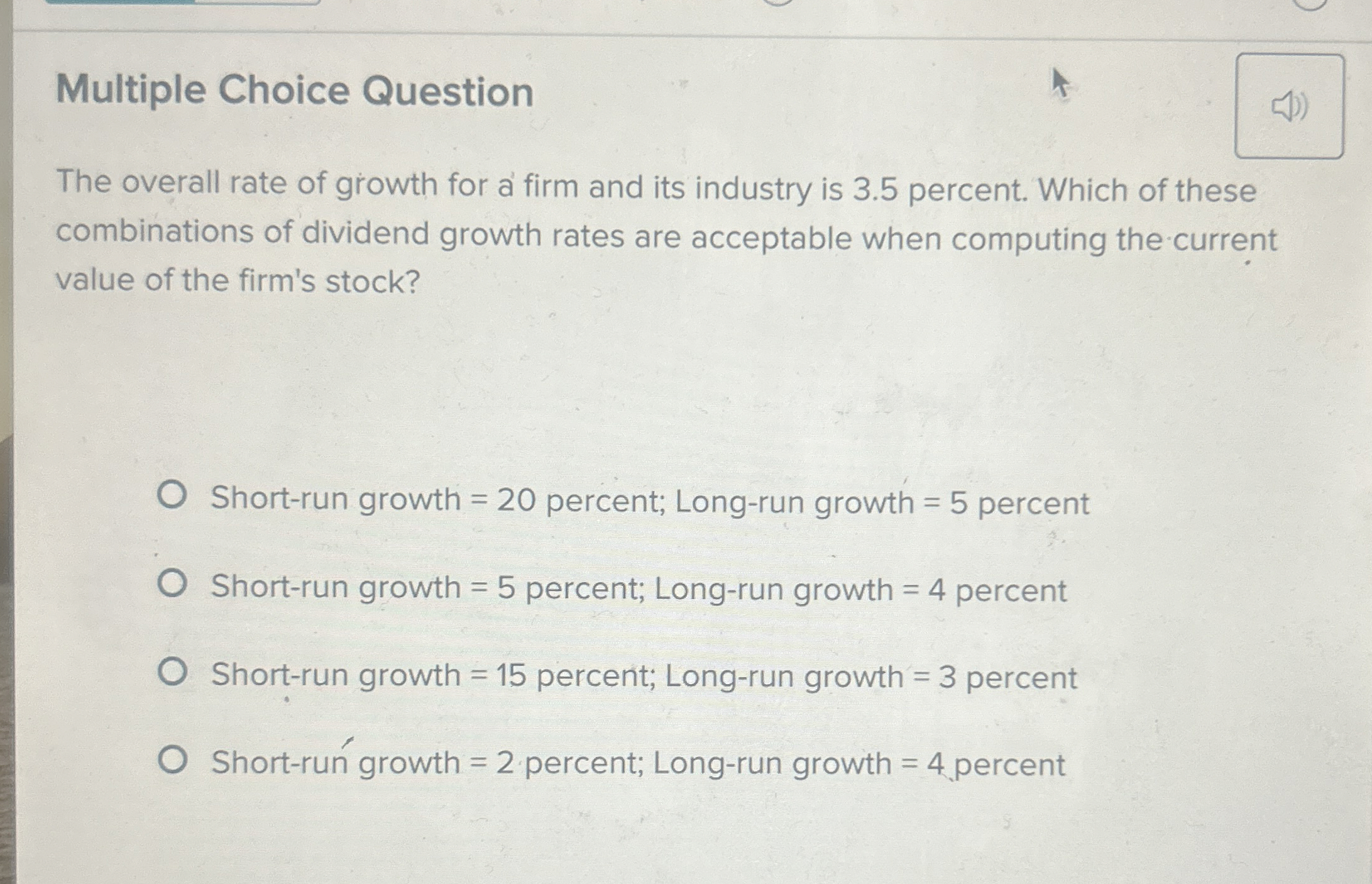 Solved Multiple Choice QuestionThe overall rate of growth | Chegg.com