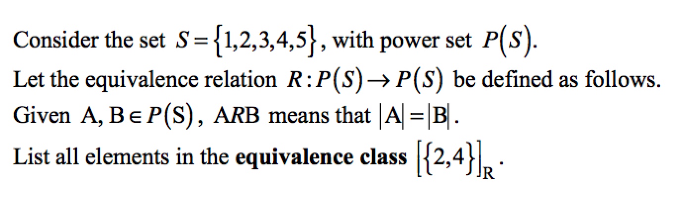 Solved Consider the set S={1,2,3,4,5}, ﻿with power set | Chegg.com