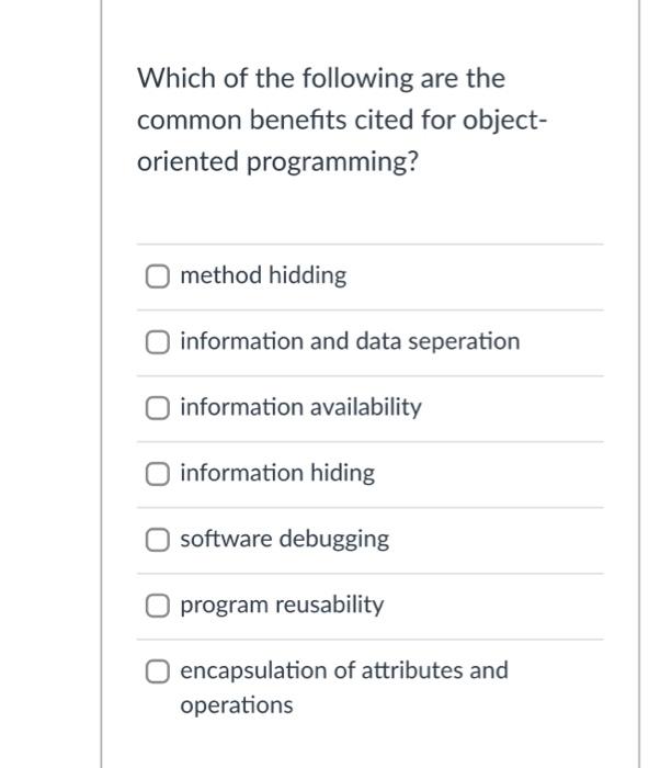 Solved Which of the following are the common benefits cited | Chegg.com