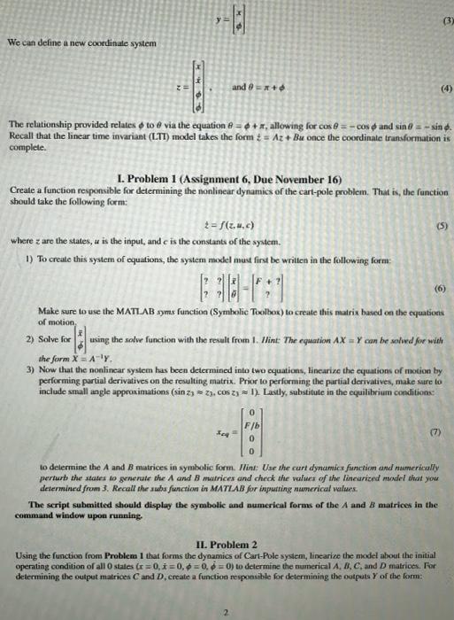 Solved The cart-pendulum system is depicted in Fig. 1. Fig. | Chegg.com
