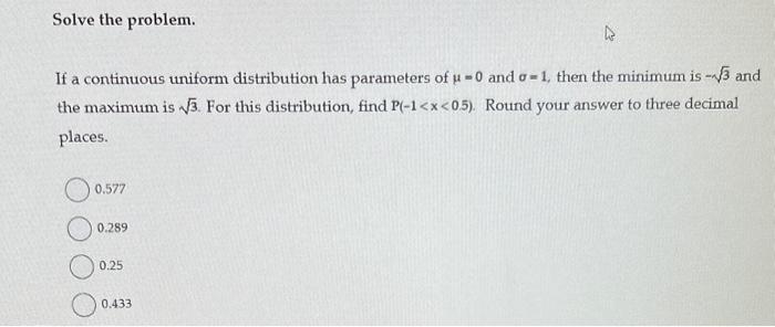 Solved Solve the problem. If a continuous uniform | Chegg.com