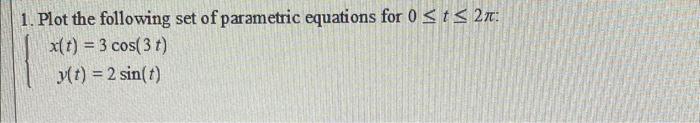 Solved 1. Plot the following set of parametric equations for | Chegg.com