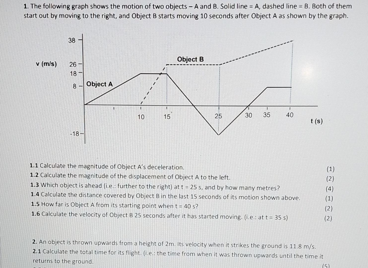 Solved 1. The following graph shows the motion of two | Chegg.com