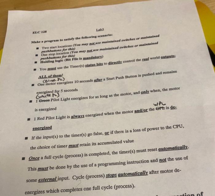 Solved ELC 128 Lab3 Make a program to satisfy the following | Chegg.com