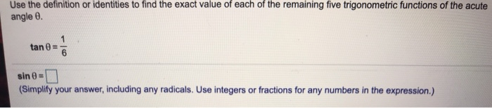 Solved Use the definition or identities to find the exact | Chegg.com