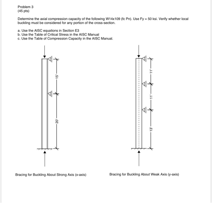 Solved Problem 3 (45 pts) Determine the axial compression | Chegg.com Solved Problem 3 (45 pts) Determine the axial compression | Chegg.com
