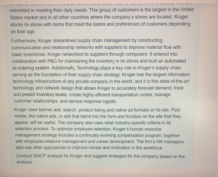 Solved Kroger, is an American retail company founded by | Chegg.com