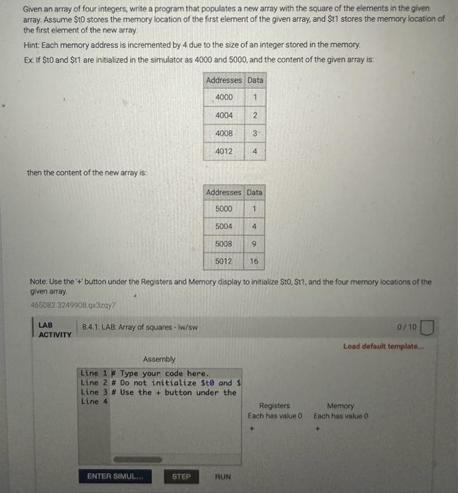 Solved Given An Array Of Four Integers Write A Program That
