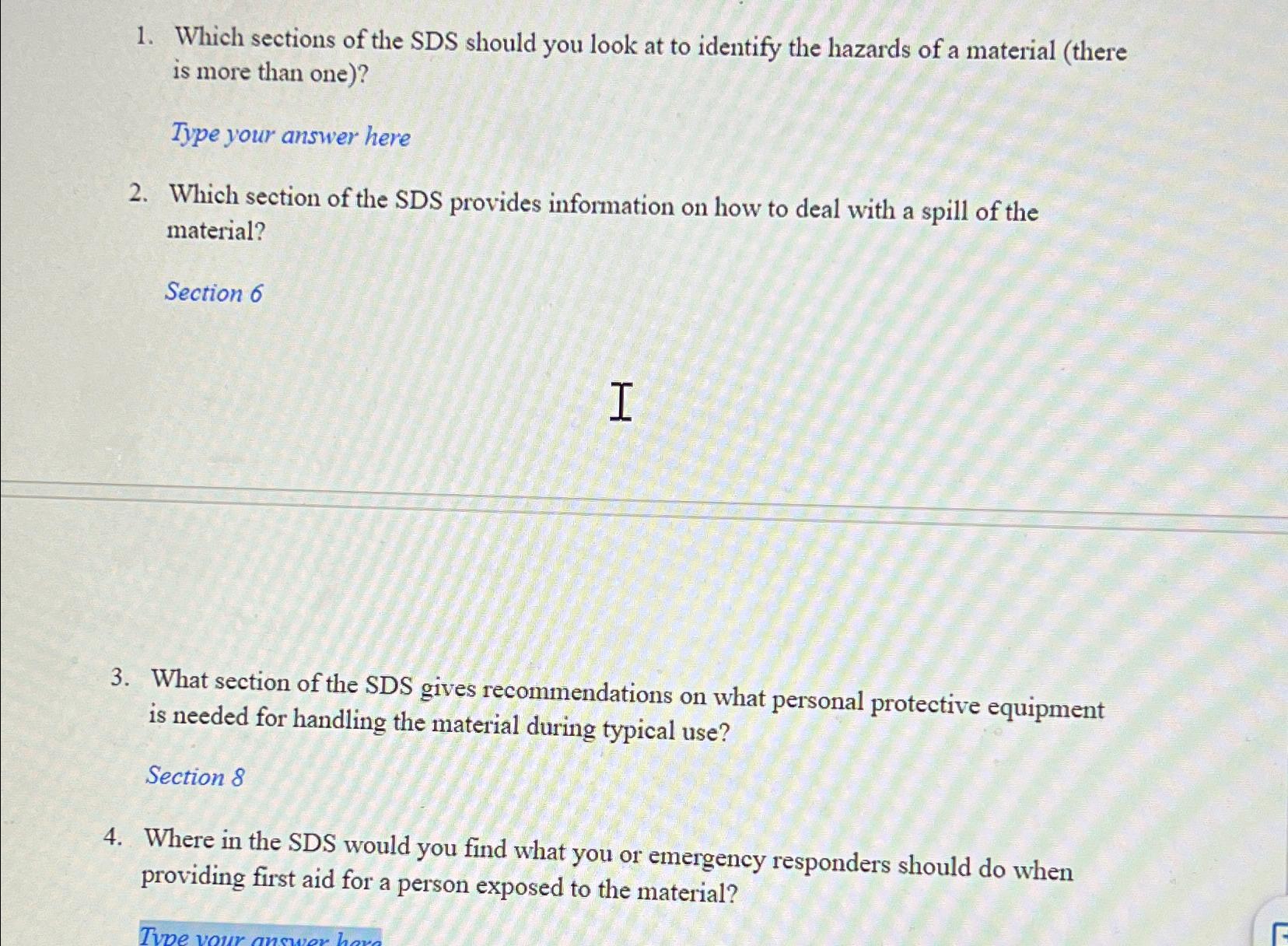 Solved Which sections of the SDS should you look at to | Chegg.com