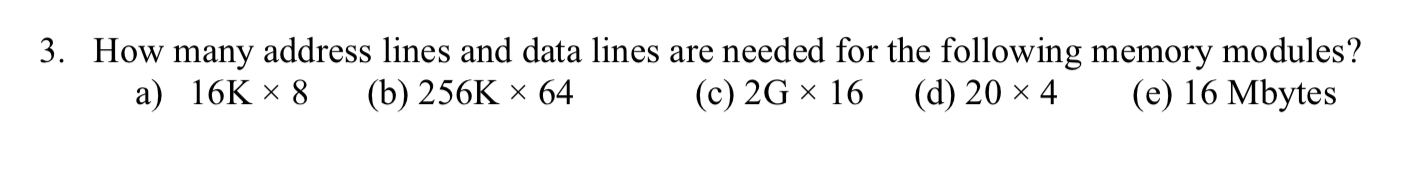 Solved How many address lines and data lines are needed for | Chegg.com Solved How many address lines and data lines are needed for | Chegg.com