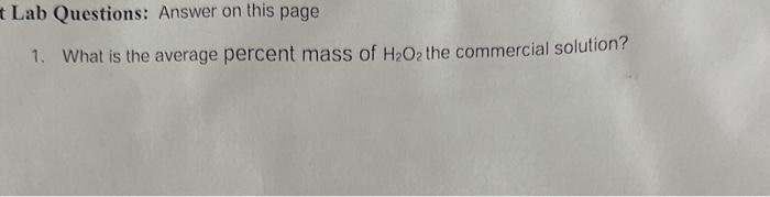 Solved Lab Questions: Answer on this page 1. What is the | Chegg.com
