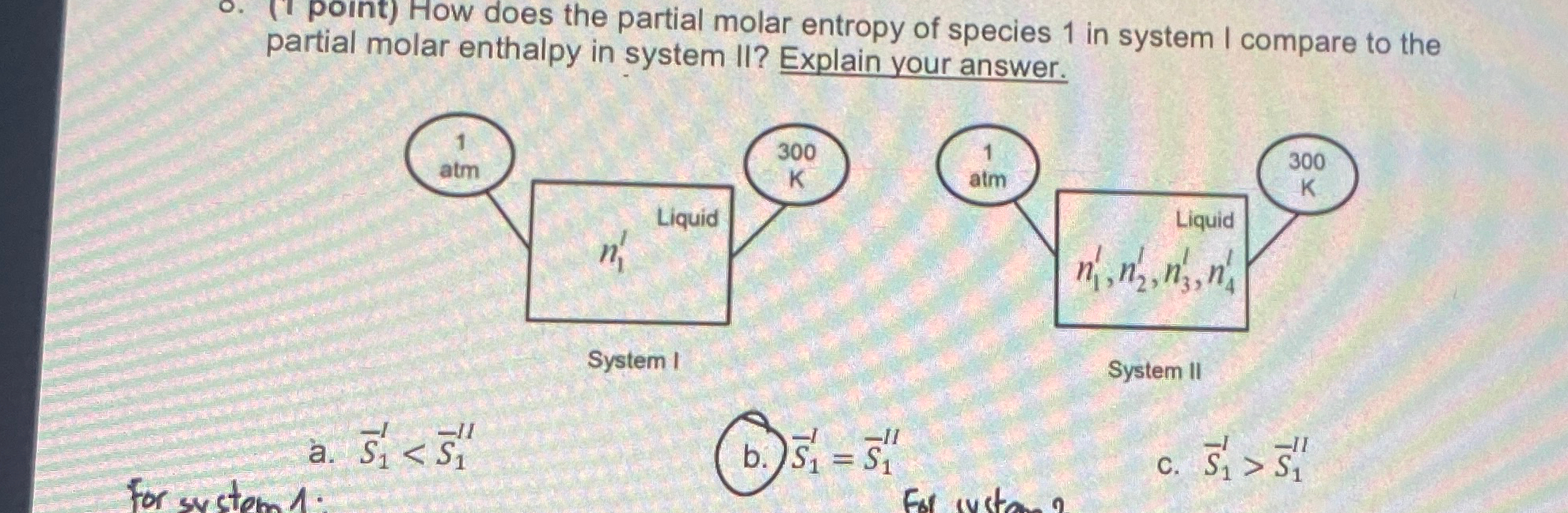 Solved (I point) ﻿How does the partial molar entropy of | Chegg.com
