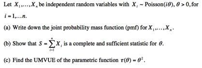 UMVUE means uniformly minimum variance unbiased | Chegg.com