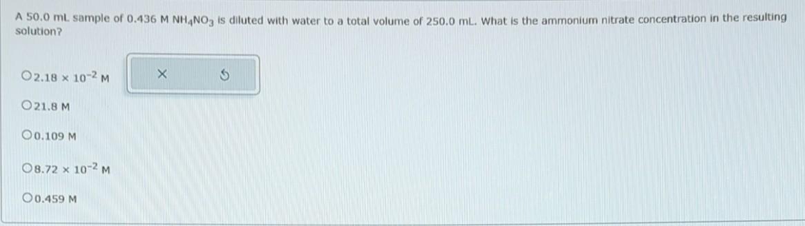 Solved A 50.0mL sample of 0.436MNH_(4)NO_(3) is diluted with | Chegg.com