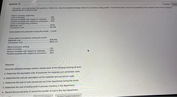 Solved Units atarted into production during the moeth - | Chegg.com