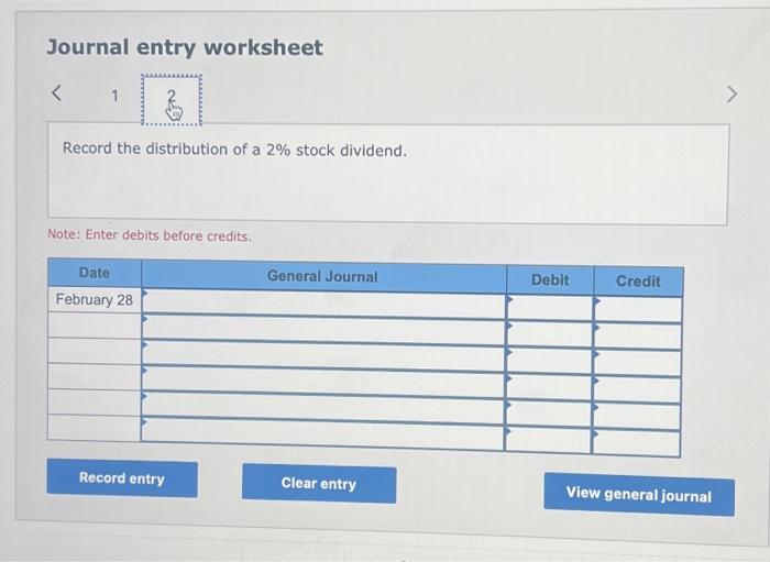 Solved Record the declaration of a 2% stock dividend. Note: | Chegg.com