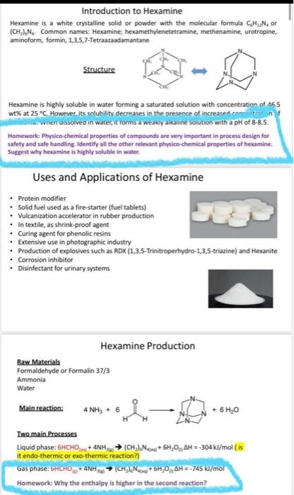 Solved Introduction to Hexamine Hexamine is a white | Chegg.com