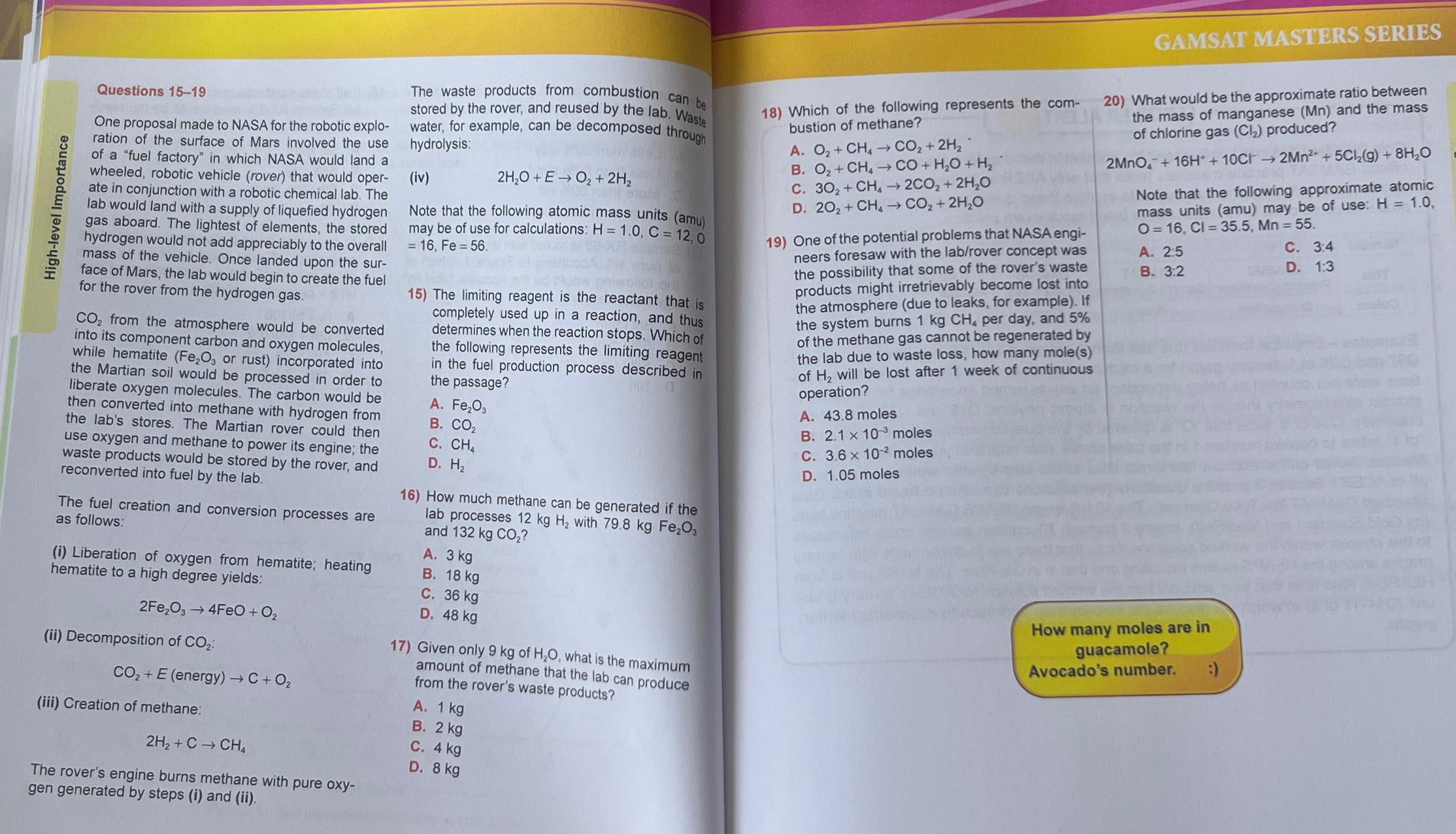 Solved Questions 15-19One proposal made to NASA for the | Chegg.com