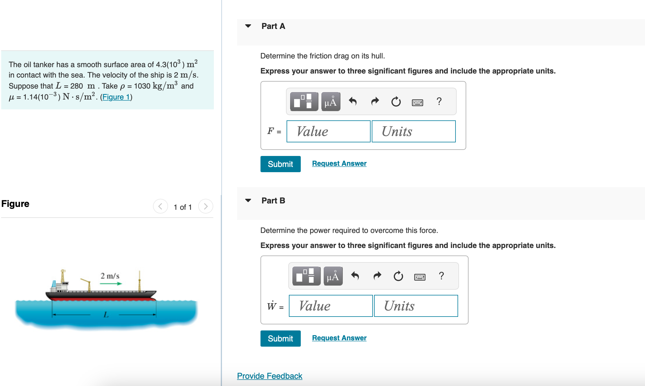Part AThe oil tanker has a smooth surface area of | Chegg.com