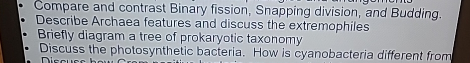 Solved Compare and contrast Binary fission, Snapping | Chegg.com