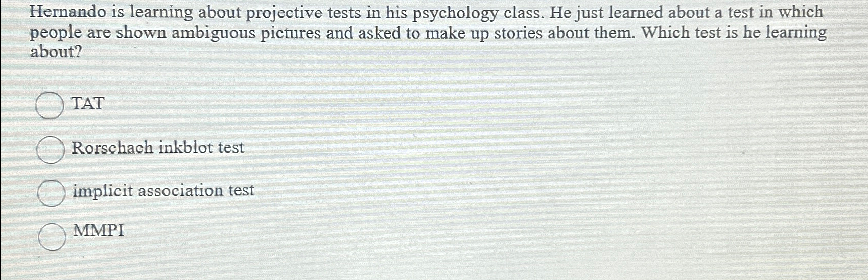 Solved Hernando Is Learning About Projective Tests In His 