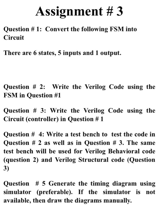 Solved Assignment #3 Question #1: Convert the following FSM | Chegg.com