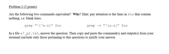 Solved Problem 2 (2 points) Are the following two commands | Chegg.com