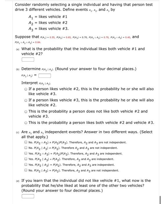 Solved Consider randomly selecting a single individual and | Chegg.com