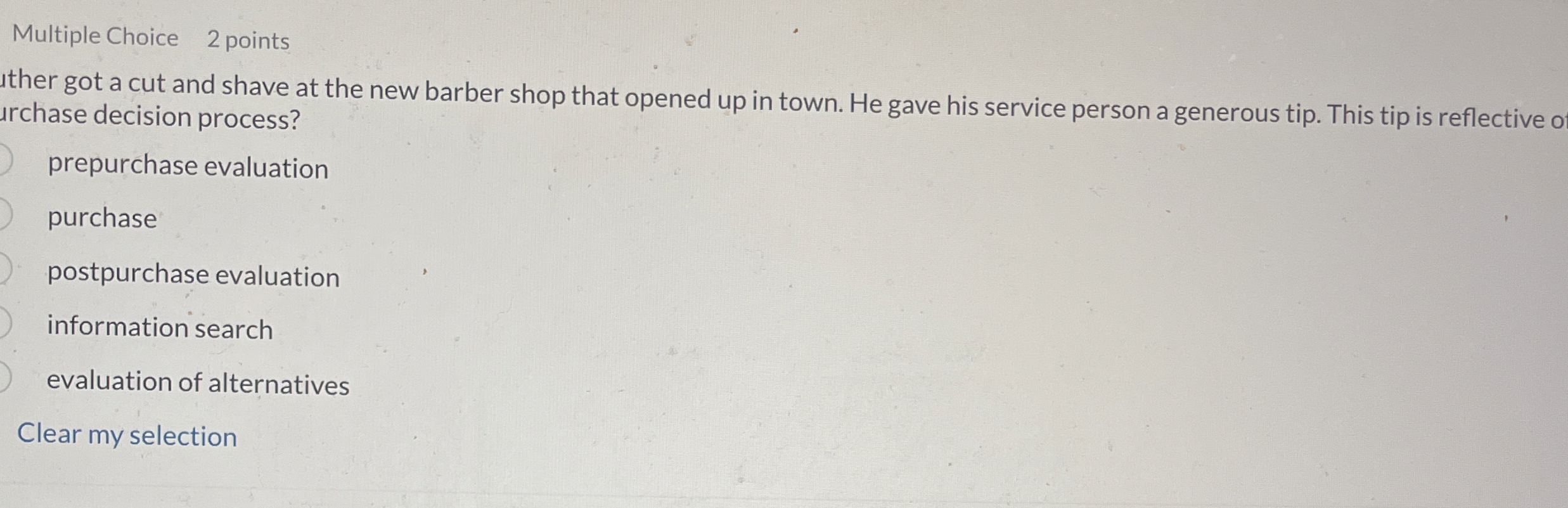 Solved Multiple Choice2 ﻿pointsther got a cut and shave at | Chegg.com