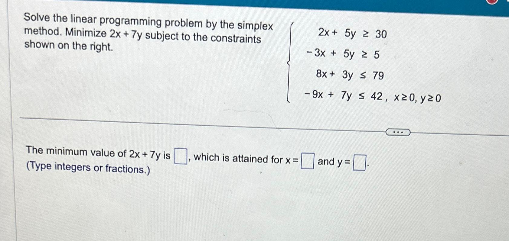 Solved Solve the linear programming problem by the simplex | Chegg.com