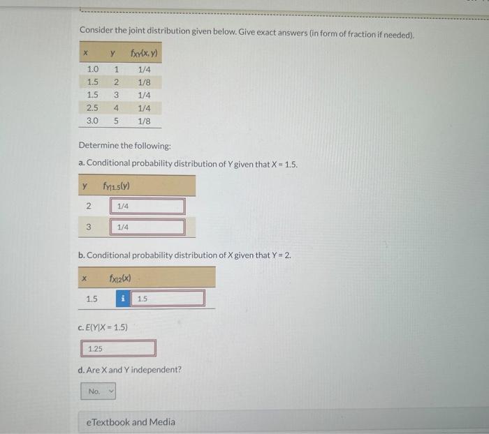Solved Consider the joint distribution given below. Give | Chegg.com